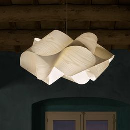 LZF Lamps LZF Hängelampe Swirl, elfenbein-/nickelfarben, Ø 75 cm, Holz
