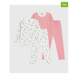 Petit Bateau 2er-Set: Pyjamas in Wei&szlig;/ Rosa - 58% | Gr&ouml;&szlig;e 86 | Baby-waesche