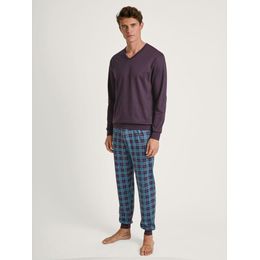 Calida Pyjama in Lila/ Blau - 46% | Größe L | Herren-waesche
