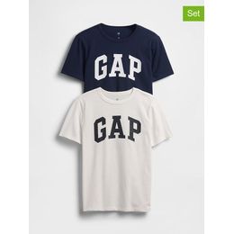 GAP 2er-Set: Shirts in Weiß/ Dunkelblau - 42% | Größe 116/122 | Kinder-oberteile