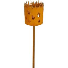 POSIWIO Gartenstab "Flammentopf" in Hellbraun - (H)110 cm - 10% | Gartendeko
