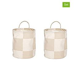 OYOY living design 2er-Set: Aufbewahrungskörbe "Chess" in Beige - (H)22 x Ø 18 cm - 33% | Kisten-koerbe