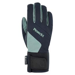 Roeckl Sports Ski-/ Snowboardfingerhandschuhe "Andalo GTX" in Schwarz/ Türkis - 43% | Größe 3 | Kinderhandschuhe