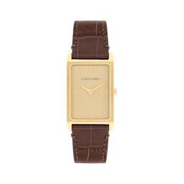 Calvin Klein Quarzuhr &raquo;Dapper&laquo; Armbanduhr, Damenuhr, Herrenuhr, Lederarmband, analog braun, goldfarben Warme Eleganz - die goldene Calvin Klein Uhr...
