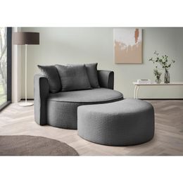 LeGer Home by Lena Gercke XXL-Sessel &raquo;ISALIE, Rundsessel mit Hocker, Lesesessel, Loveseat, Big-Sessel&laquo; Set, trendige Stoffe, 3 Zierkissen, gro&szlig;e 