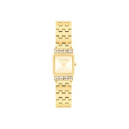 Calvin Klein Quarzuhr &raquo;Poise&laquo; Armbanduhr, Damenuhr, Edelstahlarmband, analog, Glassteine goldfarben Goldener Glamour - die eckige Calvin Klein Uhr...