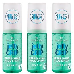 Essence Fixierspray »Jelly GRIP REFRESHING ALOE SPRAY« 3-tlg., Gel-to-Mist-Formel, erfrischend, feuchtigkeitsspendend natur Fixierspray von Essence