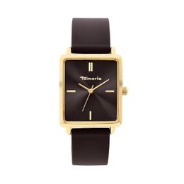 Tamaris Quarzuhr Armbanduhr, Damenuhr, Silikonarmband, analog dunkelbraun Tamaris Uhr "Kaffeehaus" - quadratisch, Gold & Mokka - die perfekte...