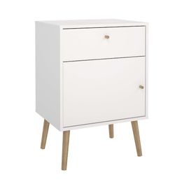 Home Affaire Nachtkommode &raquo;Bodo Nachttisch, Nachtschrank, Biestelltisch&laquo; 1 T&uuml;r, 1 Schublade, Beine und Griffe aus Massivholz, Breite 50 cm Wei&szlig;