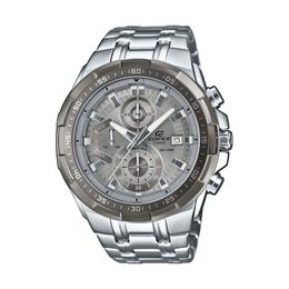 CASIO EDIFICE Chronograph Quarzuhr, Armbanduhr, Herrenuhr, Edelstahlarmband, analog, Tag silberfarben-grau Markanter Chronograph