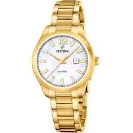 Festina Quarzuhr &raquo;Classic Steel&laquo; goldfarben, wei&szlig; Festina Uhr - elegantes Gold trifft auf ein schimmerndes Perlmuttzifferblatt - ein luxuri&ouml;ses...