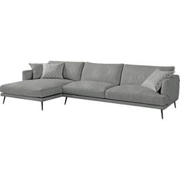 Egoitaliano Ecksofa &raquo;Sophia, Designsofa mit extrakomfortablem Sitzkomfort, Breite 274cm&laquo; mit Daunenfederung, L-Form grau Luxus-Micofaser Lederoptik (100% 