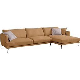Egoitaliano Ecksofa &raquo;Sophia, Designsofa mit extrakomfortablem Sitzkomfort, Breite 274cm&laquo; mit Daunenfederung, L-Form braun Leder NUVOLE (Echtes Rindsleder). 