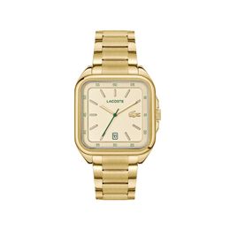 Lacoste Quarzuhr &raquo;.12.12 UP&laquo; Armbanduhr, Herrenuhr, Edelstahlarmband, analog goldfarben Lacoste Uhr in Gold - quadratisches Design, Datumsanzeige &...