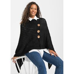 bonprix Strickponcho Poncho schwarz