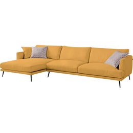 Egoitaliano Ecksofa &raquo;Sophia, Designsofa mit extrakomfortablem Sitzkomfort, Breite 274cm&laquo; mit Daunenfederung, L-Form gelb Leder &raquo;BULL&laquo; (echtes Rindsleder). 