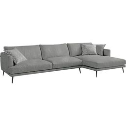 Egoitaliano Ecksofa &raquo;Sophia, Designsofa mit extrakomfortablem Sitzkomfort, Breite 274cm&laquo; mit Daunenfederung, L-Form grau Luxus-Micofaser Lederoptik (100% 
