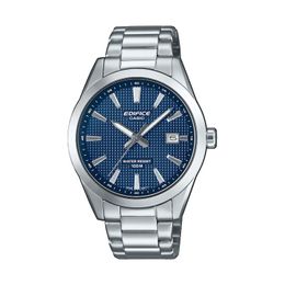 CASIO EDIFICE Quarzuhr Armbanduhr, Herrenuhr, Edelstahlarmband, analog, Tag, Neo-Display silberfarben-blau Stilvolle Armbanduhr
