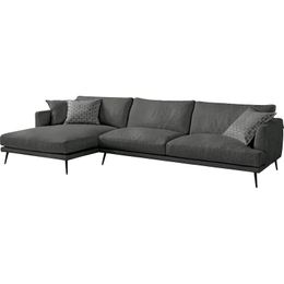 Egoitaliano Ecksofa &raquo;Sophia, Designsofa mit extrakomfortablem Sitzkomfort, Breite 274cm&laquo; mit Daunenfederung, L-Form grau Luxus-Micofaser Lederoptik (100% 