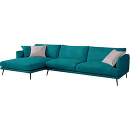 Egoitaliano Ecksofa »Sophia, Designsofa mit extrakomfortablem Sitzkomfort, Breite 274cm« mit Daunenfederung, L-Form teal