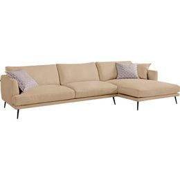 Egoitaliano Ecksofa &raquo;Sophia, Designsofa mit extrakomfortablem Sitzkomfort, Breite 274cm&laquo; mit Daunenfederung, L-Form beige Leder &raquo;BULL&laquo; (echtes Rindsleder). 