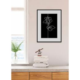 queence Bild &raquo;Elena&laquo; Blumen Blumenbilder Kunst Pflanzen Pflanzenbilder Schwarz-Wei&szlig; 1 Stk. tlg. HD Premium Poster-Druck inkl. Holzrahmen...