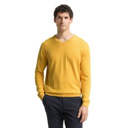 Tom Tailor V-Ausschnitt-Pullover mit kleiner Logo-Stickerei classic yellow melange XL XL Strickpullover von Tom Tailor