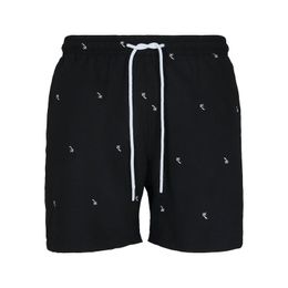 Urban Classics Badeshorts &raquo;Herren Embroidery Swim Shorts&laquo; black/palmtree M - US-Gr&ouml;&szlig;en US-Gr&ouml;&szlig;en M STYLISCHE STICKEREI: Badehose mit dezenten...