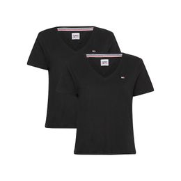 Tommy Jeans V-Shirt &raquo;TJW 2PACK SLIM SOFT V NECK TEE&laquo;, 2 Stk. in Basic Optik mit Markenlabel Black/Black S (36) S (36) Slim und figurbetont: Betont...
