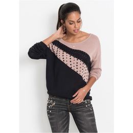 bonprix Damen bonprix Longpullover &raquo;Longpullover mit Applikation&laquo; Longpullover mit Applikation schwarz 44/46 (L)