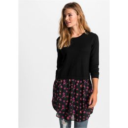 bonprix Strickpullover &raquo;Feinstrickpullover mit Rockansatz&laquo; Feinstrickpullover mit Rockansatz schwarz/lila 40/42 (M) 40/42 (M) Feinstrickpullover...