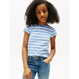 Tommy Hilfiger T-Shirt »ESSENTIAL STRIPE RUFFLE TOP SS«, für Kinder bis 16 Jahre, mit gewellter Kante Cloudy Blue Stripes 7 (122) 7 (122) T-Shirt...