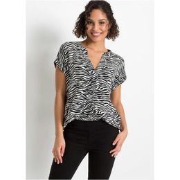 bonprix Tunika schwarz/wollweiß zebra bedruckt 38 38 Tunika mit modernem Henley-Kragen für einen stilvollen Look