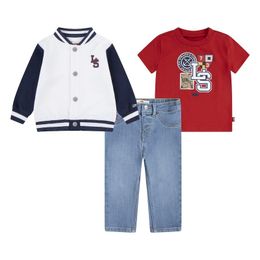 Levi's&reg; kids LEVI'S KIDS Shirt, Hose & J&auml;ckchen &raquo;BOMBER, TEE & DENIM PANT SET&laquo; 3 Stk. mit auff&auml;lligem Druck Bright White 12M (80) Bomber & T-Shirt & Jeans Set...