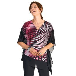 HERMANN LANGE Collection Fledermausshirt mit grafischem Muster rot-schwarz 44 44 Weites Shirt von HERMANN LANGE Collection