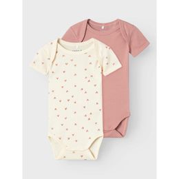 name it Body »NBFBODY für Mädchen mit Herzprint und weicher Baumwolle«, 2 Stk. normal, Jersey, Rundhals Buttercream 86 - N-Gr N-Gr 86 2-er Pack...