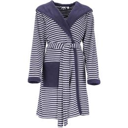 Esprit Damenbademantel &raquo;Striped Hoody&laquo; 1 Stk. gestreift, mit Kaputze & Logostickerei, kurz navy blue XS L&auml;nge: 97 cm Damen-Bademantel mit Kapuze...