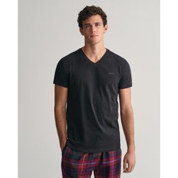 Gant Unterziehshirt »V-NECK T-SHIRT 2-PACK«, 2 Stk. mit Markenlabel auf der Brust schwarz / weiß L - 2 Stk. 2 Stk. L 2-er Pack T-Shirts von Gant