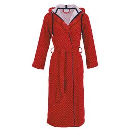 Carl Ross Damenbademantel &raquo;405300&laquo; 1 Stk. deep red/offwhite 32/34 mit Kapuze und eingearbeiteter Kordel