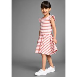 Kidsworld Jerseykleid »2er Pack Shirtkleider« Packung, 2, 2 Stk. tlg. Ohne Taschen 1x uni und 1x geringelt aprikot ringel + marine 104/110 - N-Gr...