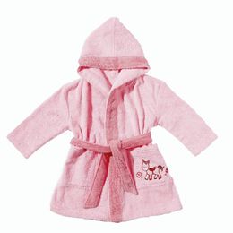 Egeria Babybademantel &raquo;Pony&laquo; 1 Stk. mit Kapuze und kleiner Stickerei, Organic Cotton rosa Walkfrottee