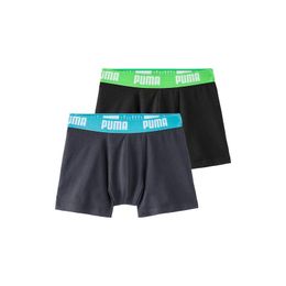 Puma Boxer, 2er-Packer Packung, mit Logo Webbund grau-blau, schwarz-grün 170/176 170/176 Jungenunterhose von Puma