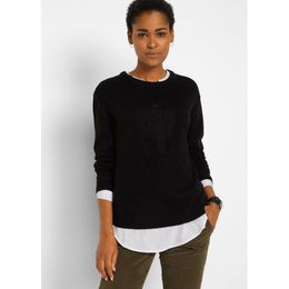 bonprix Damen bonprix Strickpullover Strick-Pullover mit Rundhals-Ausschnitt schwarz 36/38 (S)