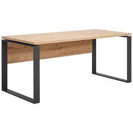 CARRYHOME Schreibtisch, Eiche Artisan, Holzwerkstoff, rechteckig, Kufe, 80x75x140 cm, ISO 9001, Fsc, Arbeitszimmer, Schreibtische, B&uuml;rotische