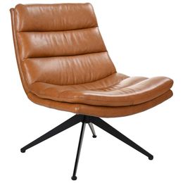 Dieter Knoll Collection Dieter Knoll Designsessel, Cognac, Metall, Leder, Echtleder, Rindleder, 77x64.5x64.5 cm, Sitzfl&auml;che 360&deg; drehbar, Wohnzimmer, Sessel, Sonstige Sessel