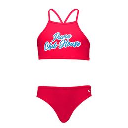 Puma M&auml;dchen Puma Bandeau-Bikini 2 Stk. mit Hingucker-Slogan rosa 128, N-Gr