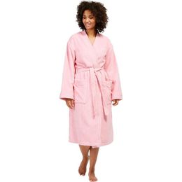 Tom Tailor HOME Unisex-Bademantel »Kimono« 1 Stk. für Damen & Herren, mit Logostickerei rosé XXL Länge: 120 cm Bademantel mit Kimono-Kragen für...