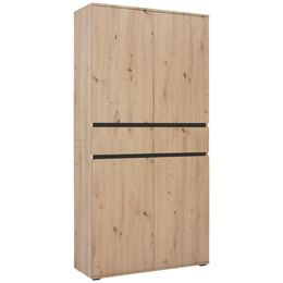 Xora Mehrzweckschrank, Anthrazit, Eiche Artisan, Holzwerkstoff, 8 F&auml;cher, 2 Schublade(n) Schubladen, 100x200x37 cm, stehend, Waschk&uuml;che, Mehrzweckschr&auml;nke