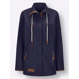 CR&Eacute;ATION L Damen Sweatjacke mit Paspeln aus Leder-Imitat marine Gr&ouml;&szlig;e 40