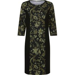 CR&Eacute;ATION L Damen Jerseykleid im floralen Dessin schwarz-oliv-bedruckt Gr&ouml;&szlig;e 42